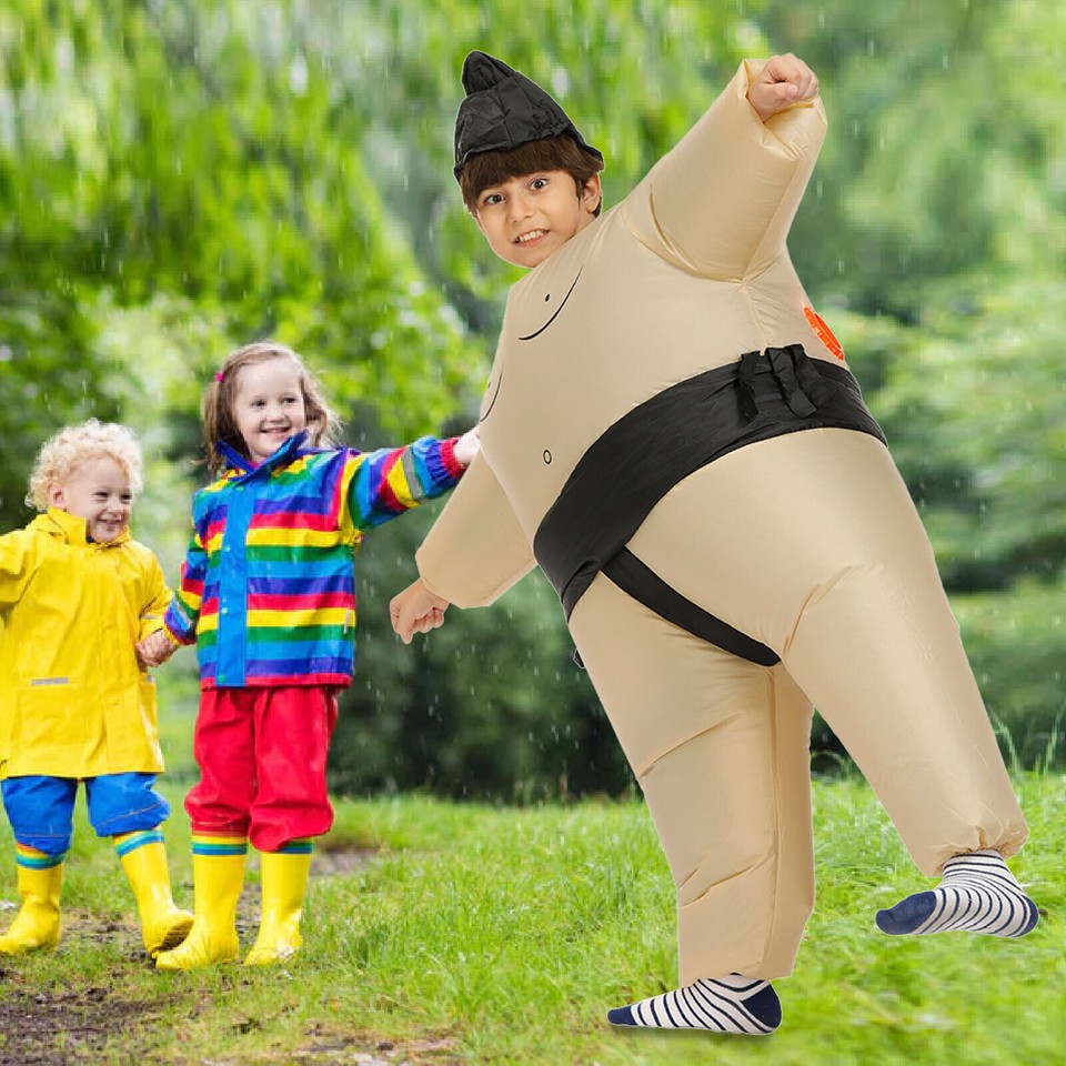 Sumo Wrestler Inflatable Kid Costume USB fan air filled fun child dress ...