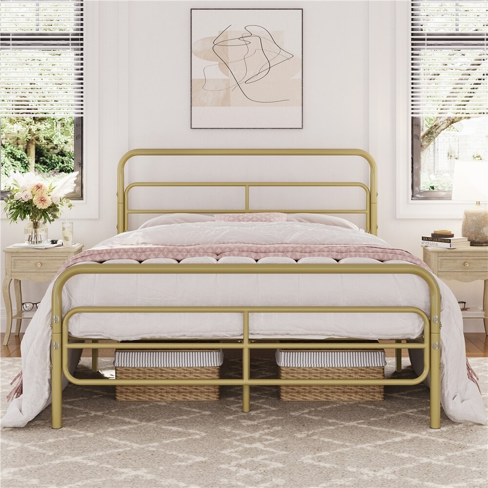 Modern Metal Bed Frame Platform Bed Frame with Geometric Pattern ...
