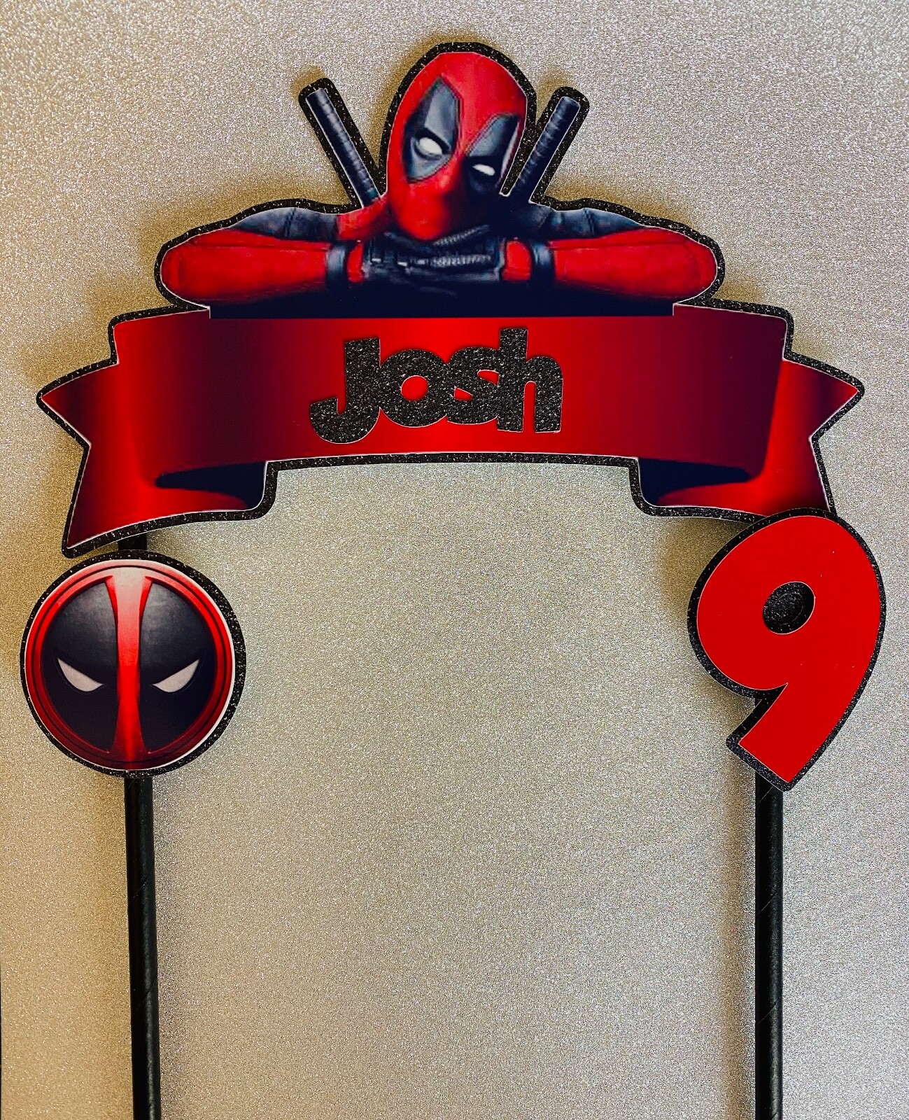 Personalised Deadpool Cake Topper/ Name and Age | eBay UK