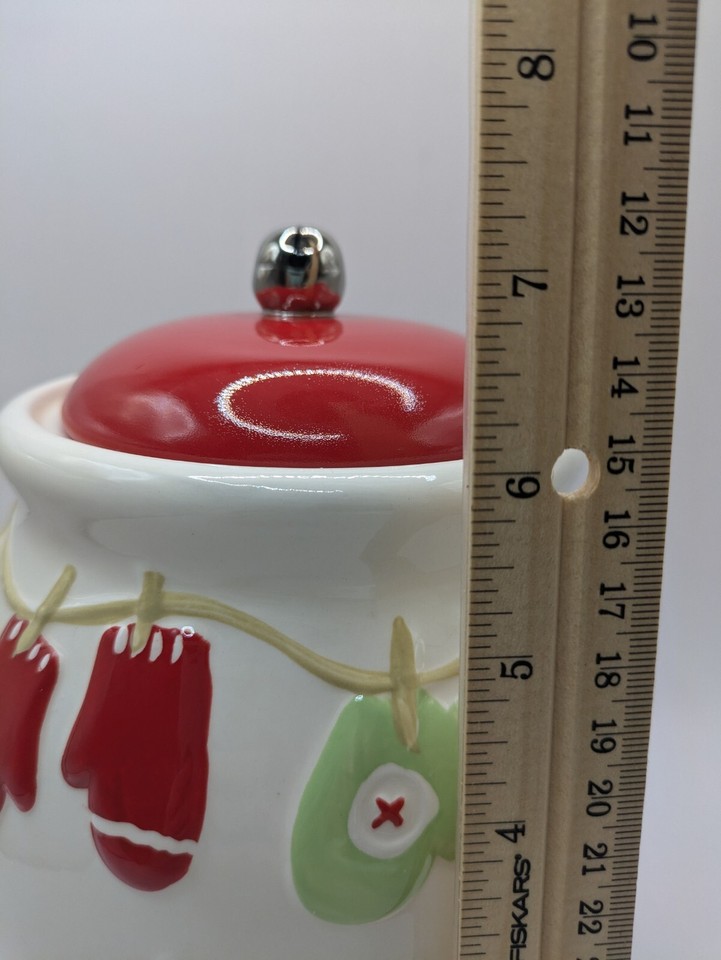 Hallmark "Mittens & Snowflakes" Pattern Holiday Cookie /Snack Jar ...