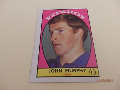 JOHN MURPHY - FITZROY FOOTBALL CLUB - SCANLENS 1968A VFL RELEASE - CARD ...