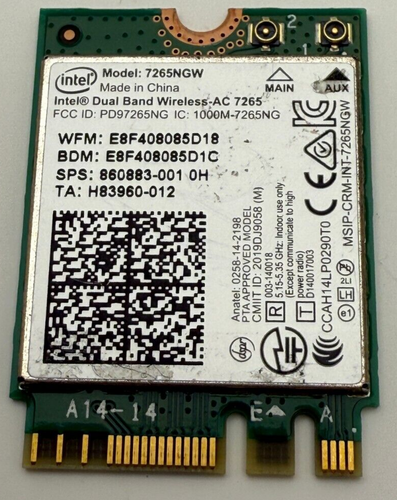 INTEL 7265NGW Dual Band Wireless Wi-Fi Card | eBay