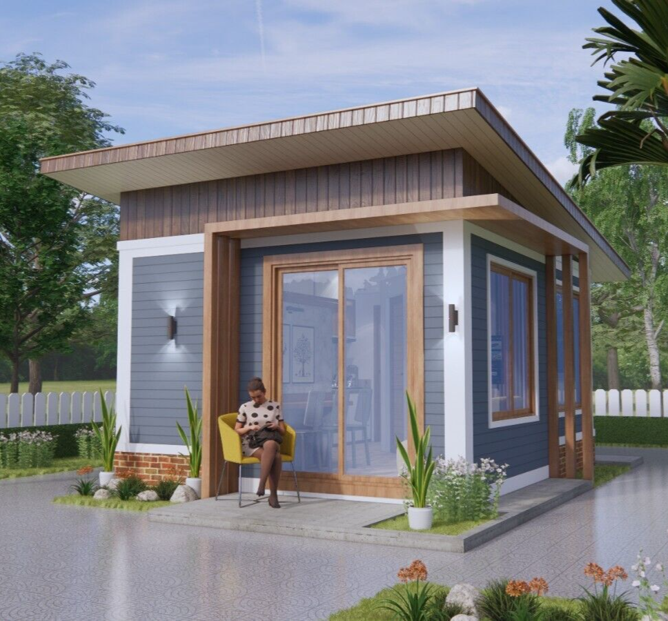 13x16 Small House Design 4x5 Meter 1 Bed 1 Bath Shed Roof PDF & A4 Hard ...