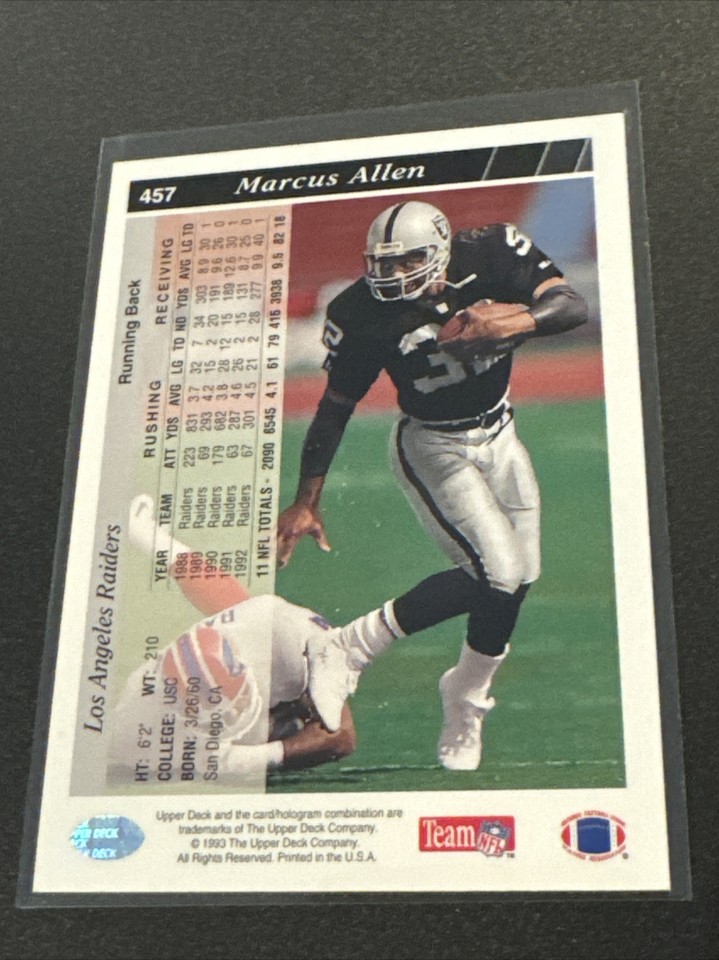 1993 Upper Deck Marcus Allen Base Card NM | eBay