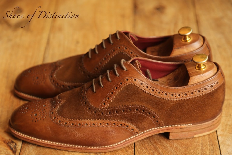 Design Loake Tan Brown Leather Suede Oxford Brogue shoes Men's UK 11 F ...