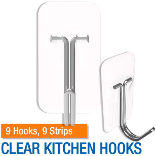 Clear Humidity Resistant Kitchen Hooks Hanger Organiser Hanging ...