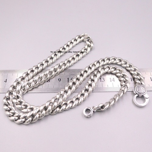 Pure S925 Sterling Silver Chain Men 9mm Curb Link Necklace 108-109g 23 ...