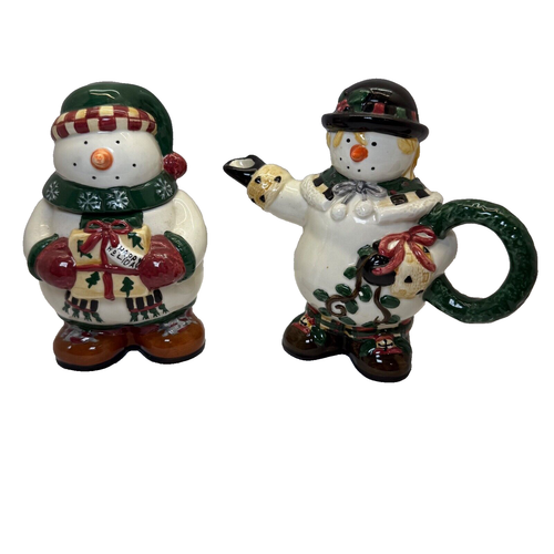 Sakura Debbie Mumm Winter Follies Snowpeople Sugar & Creamer Set | eBay