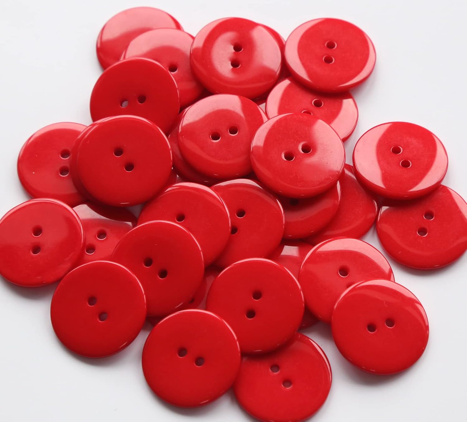 1 Inch (25Mm) Red Color Buttons 2 Holes Resin Button for Sewing and ...