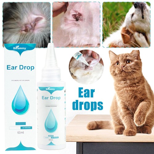 60ml Pets Ear Cleaner Drops Fluid Stopping Ears Itching Mites Odour Dog ...
