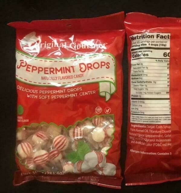 Original Gourmet PEPPERMINT DROPS Candy-Soft Peppermint Center- 6 LARGE ...
