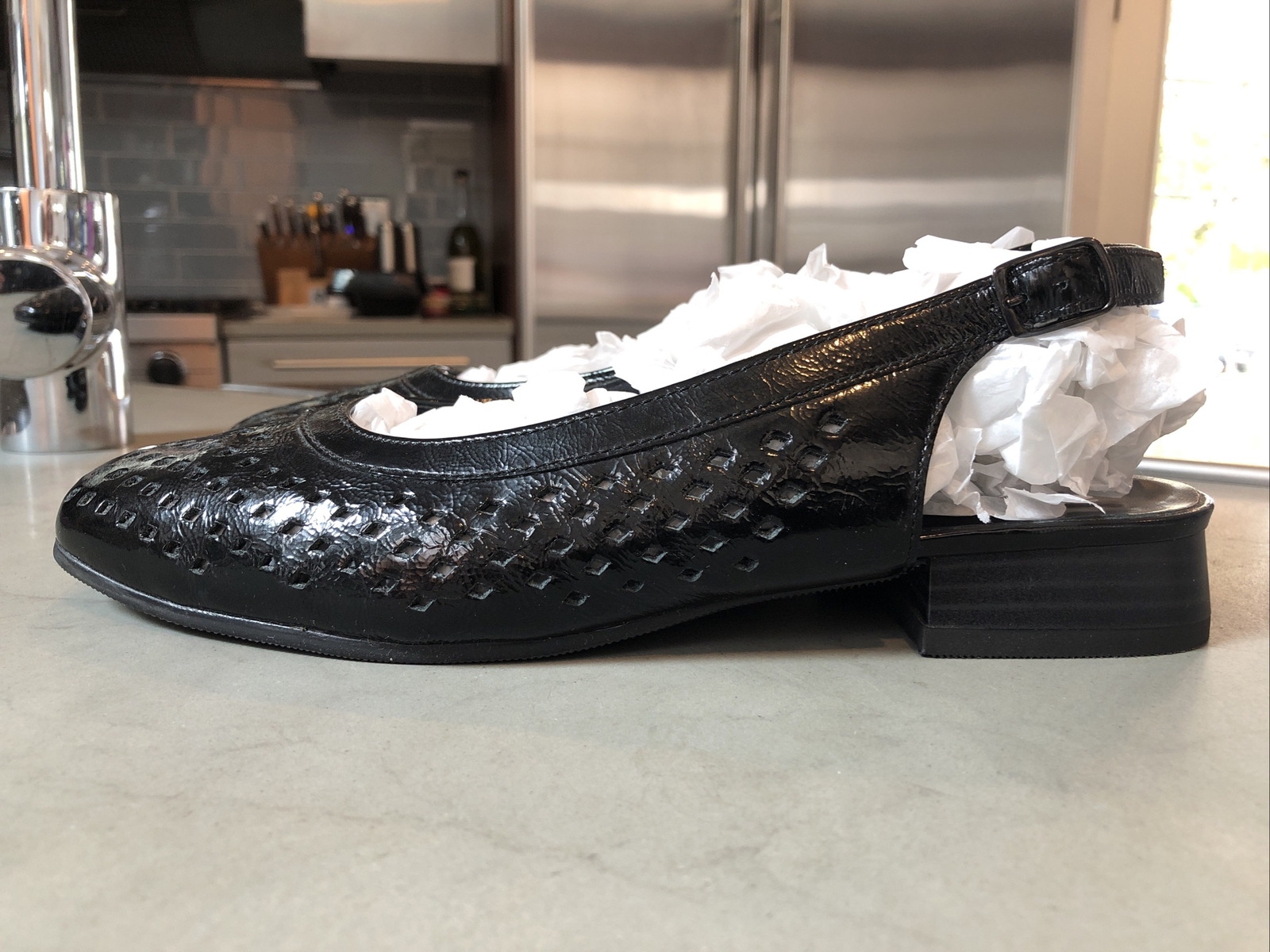 Women’s ARA Black Patent Leather Sling back Size US 8… - Gem
