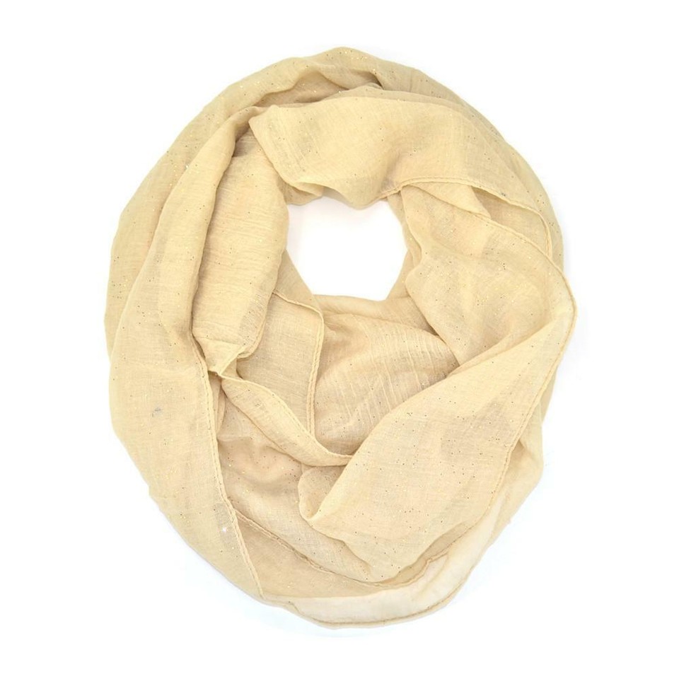 Solid Color Light Weight Thin Infinity Scarf Gold Glitter Circle Loop ...