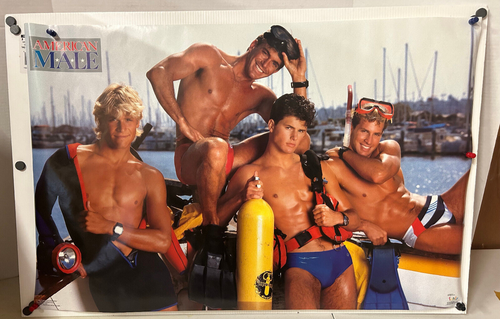 ROLLED FUNKY 1988 AMERICAN MALE MODEL SWIMSUIT PIN UP FASHION POSTER ...