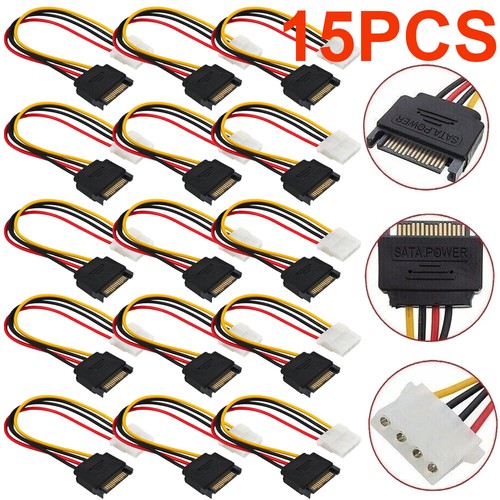 15PC 15pin SATA Male to 4pin Floppy FDD Female Power Converter Adapter ...