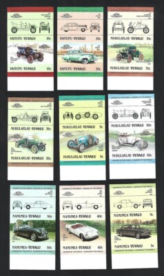 Tuvalu 1984-87 Automobiles Vintage Cars IMPERF PAIRS collection MNH (18 ...
