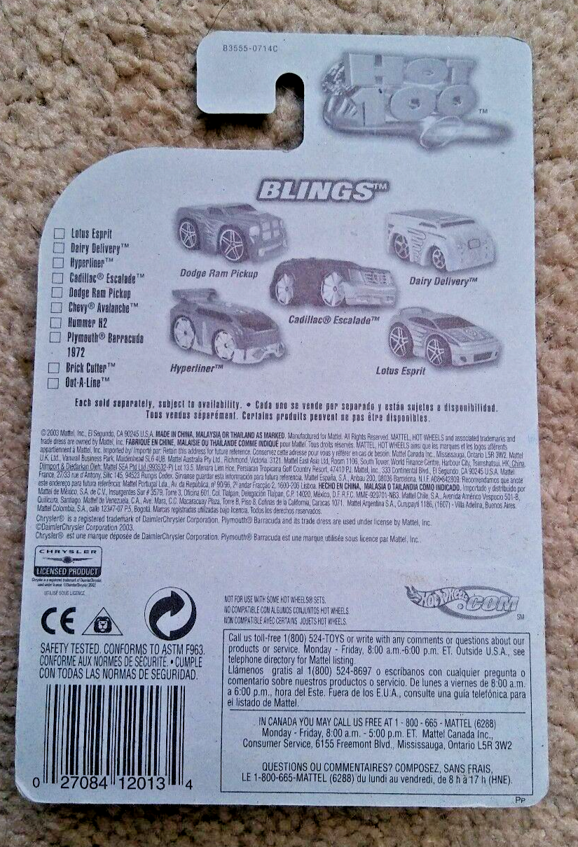 HOT WHEELS BLUE CARD CARD#053 2004 1ST EDITIONS 53/100 BLINGS PLYMOUTH ...