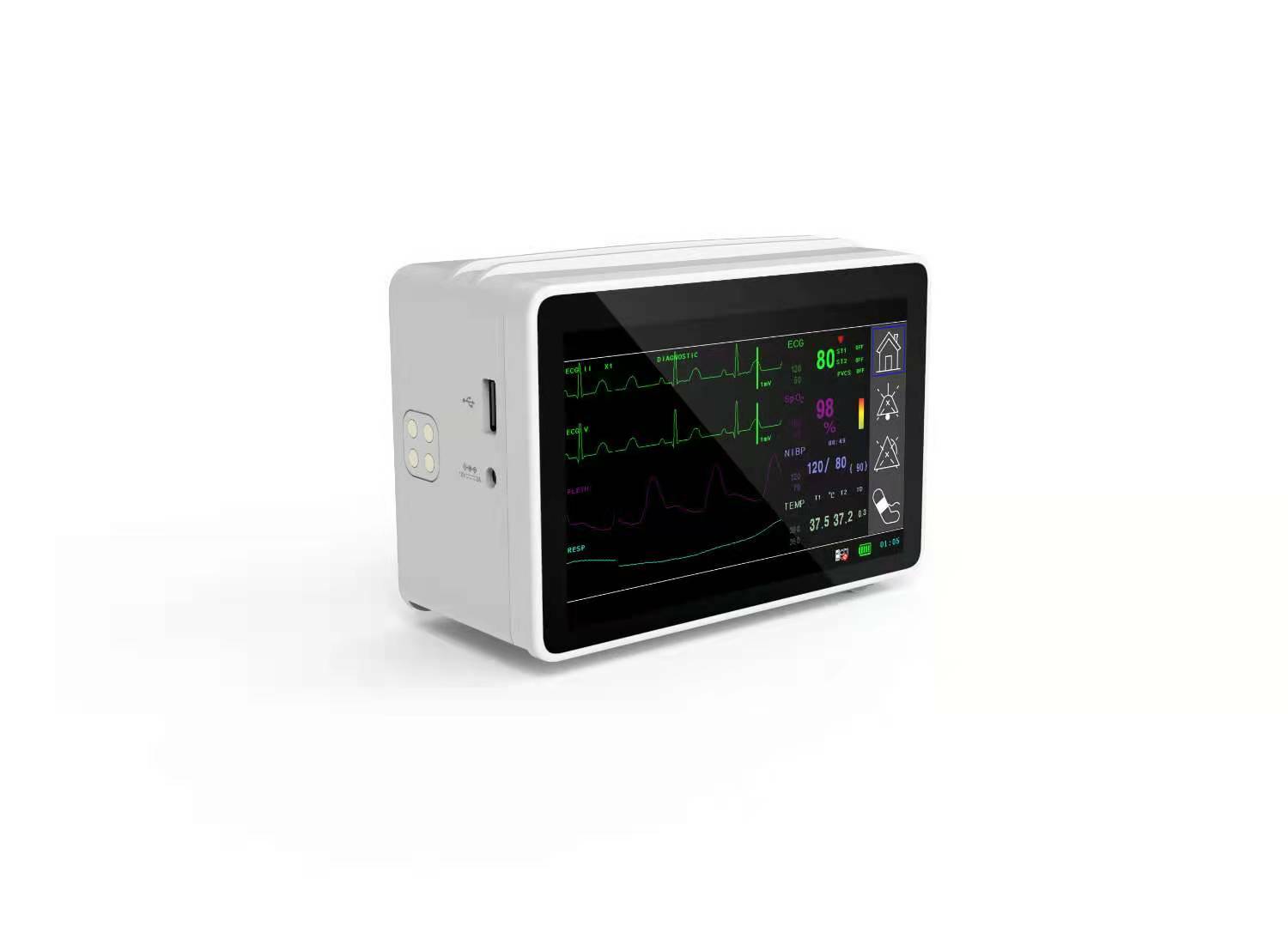 Touch Patient Monitor ICU Vital Signs ECG,NIBP,SPO2,PR,RESP,TEMP 5 ...