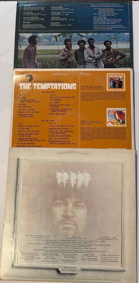 TEMPTATIONS Vinyl Albums '72-'76 33RPM Motown LP's Complete Your Set, U ...