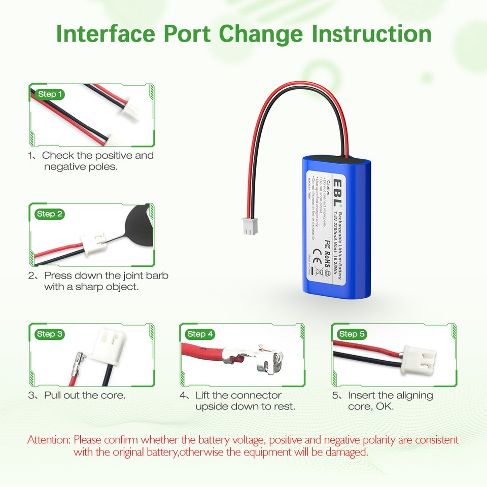 EBL 7.4V 2200mAh Li-ion Rechargeable Batteries Replacement for ...