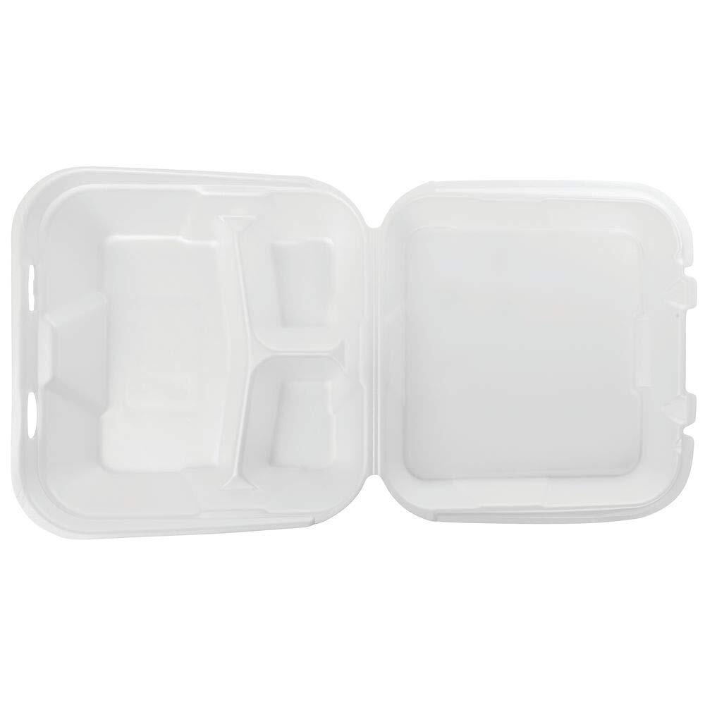 Genpak SN203 Snap It Foam Container, 3-Comp, 9 1/4 x 9 1/4 x 3, White ...