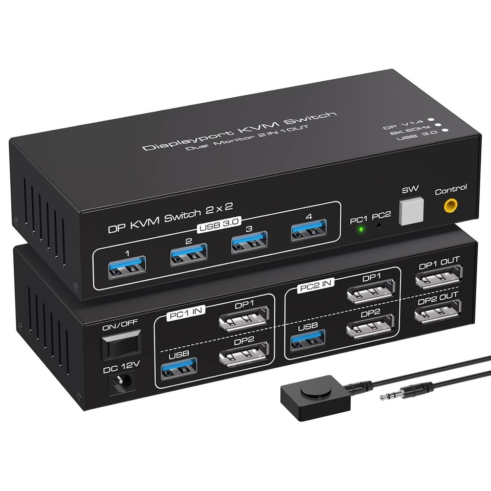 Displayport 2x2 KVM Switch Under-Desk Mount | eBay