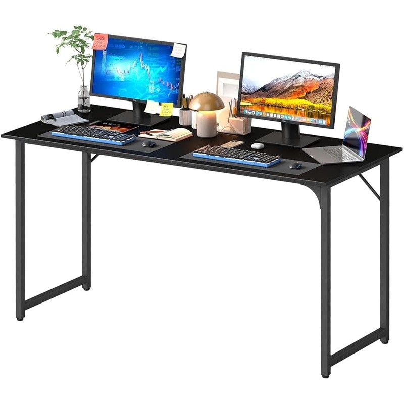 Modern Computer Desk Sturdy Metal Frame Small Workspace Adjustable ...