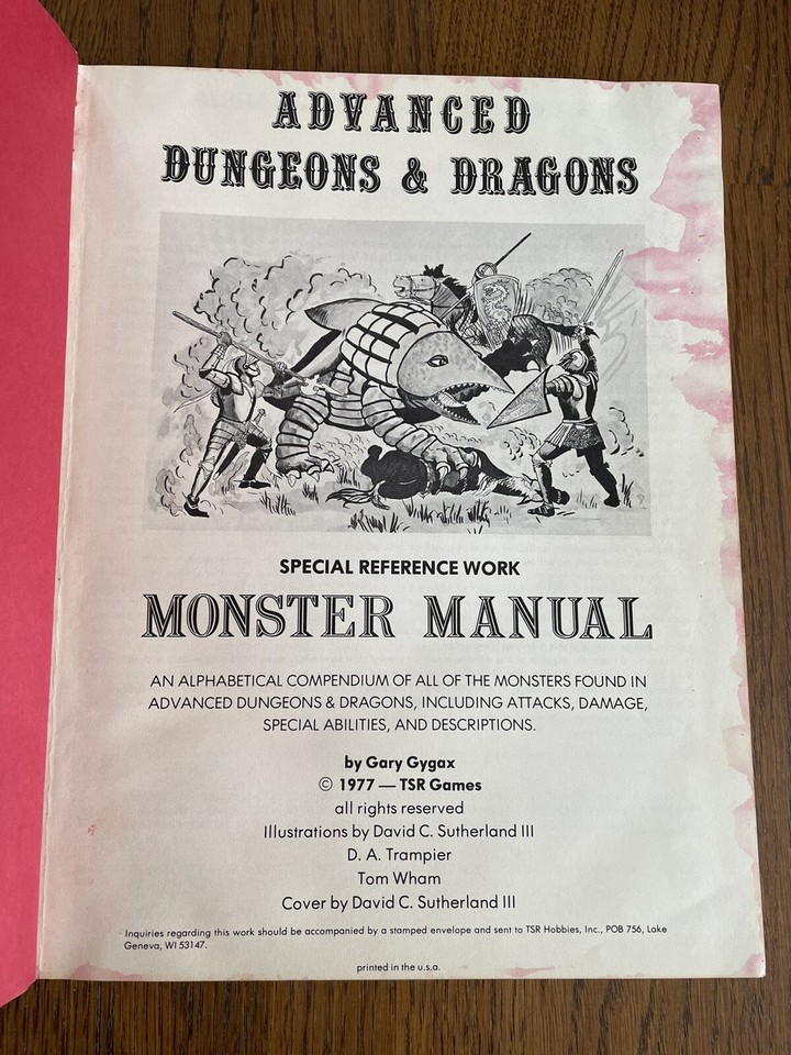 Advanced Dungeons & Dragons Monster Manual 1st Edition HC 1977 | eBay