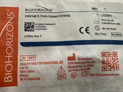 BIOHORIZONS Internal 5.7mm Implant Analog Brand New in Package | eBay
