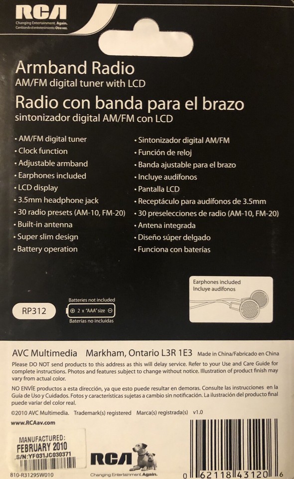 NEW RCA AM/FM Armband Radio FACTORY SEALED Earphones Included LCD | eBay