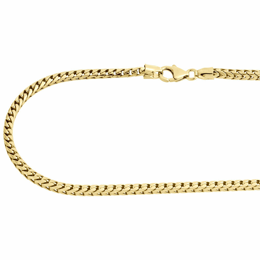 10K Yellow Gold Solid Franco Box Chain Closed Link 3.50mm Necklace 24 ...