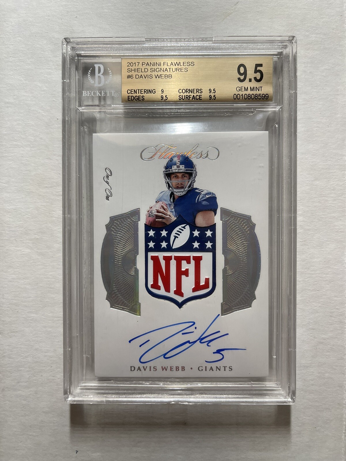 Davis Webb 2017 Panini Flawless NFL Shield Rookie Patch Auto RPA 1/1 ...