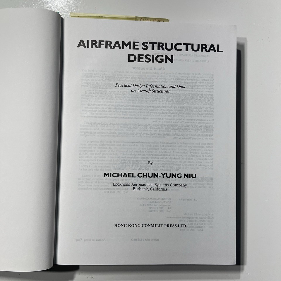 Airframe Structural Design: Practical Design Information and Data on Aircraft S, | eBay