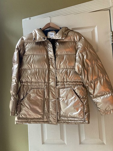XS gold metallic puffer jacket | eBay