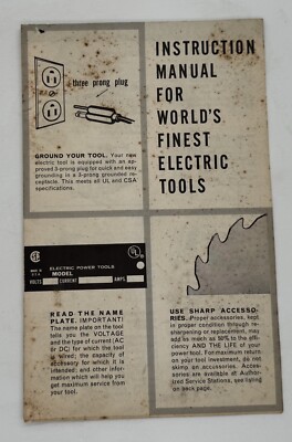 Vintage Instruction Manual for World’s Finest Electric Tools | eBay
