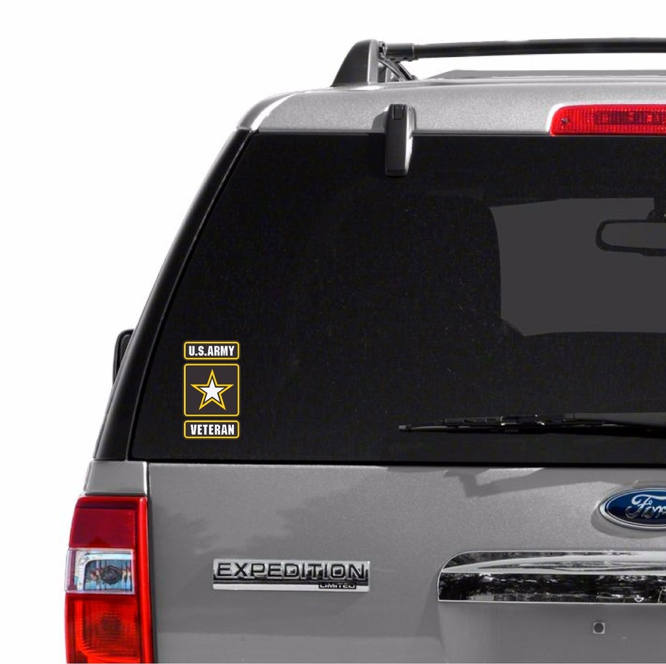 US Army VETERAN Emblem / PAIR / 6" Vinyl Vehicle Military Graphic Decal ...