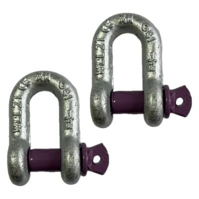 2x Lifting Shackle WLL 2 Ton Galvanised Screw Pin Tested Alloy Dee ...
