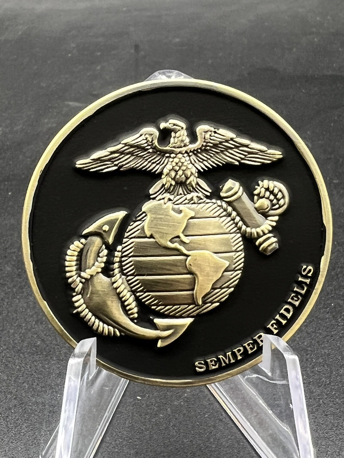 USMC MARINE CORPS STAFF SERGEANT BLACK GOLD SILVER EGA 1.75" CHALLENGE ...