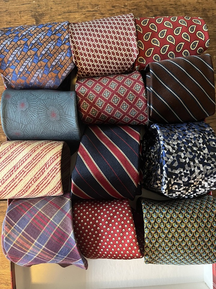 12 Neckties Lot Mix Stripe, Geometric, Designs And More | eBay