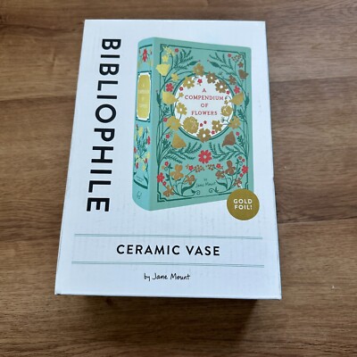 Bibliophile 8" Green Gold Ceramic Book Vase - A Compendium of Flowers ...