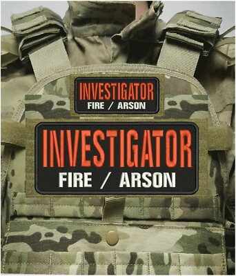 INVESTIGATOR FIRE / ARSON EMB PATCH4X 10&2X5 HOOK ON BACK Red white on ...