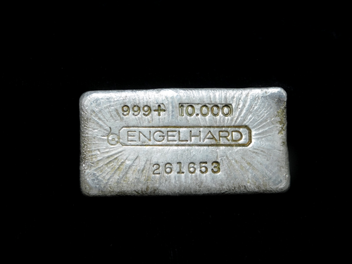 Vintage Engelhard 10 oz .999 Silver Bar - Bull Logo Poured Bar - Serial ...