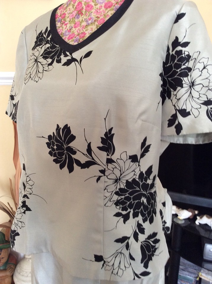 Jacques Vert Pistachio Shantung Green Black Top Skirt 16 Away 3.5 | eBay