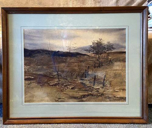 James Fallier - Watercolor Landscape Painting - Kansas Prairie Fields ...