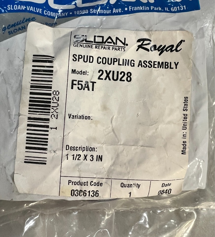 Sloan Spud Coupling & Flange Kits #2XU28 for F-5-AT | eBay
