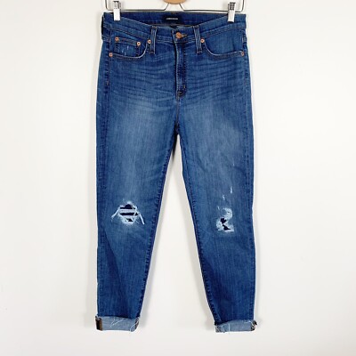 J. Crew 9" toothpick jean in rip & repair wash High Rise Skinny Jeans ...