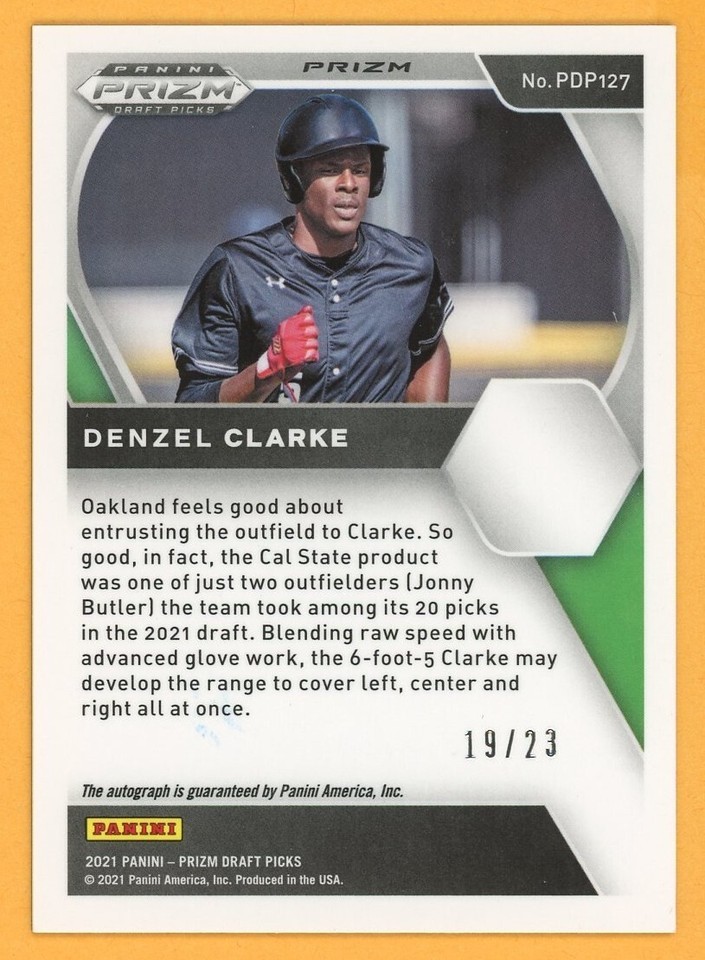 DENZEL CLARKE 2021 Prizm Draft Lime Green Autograph Rookie Card AUTO ...
