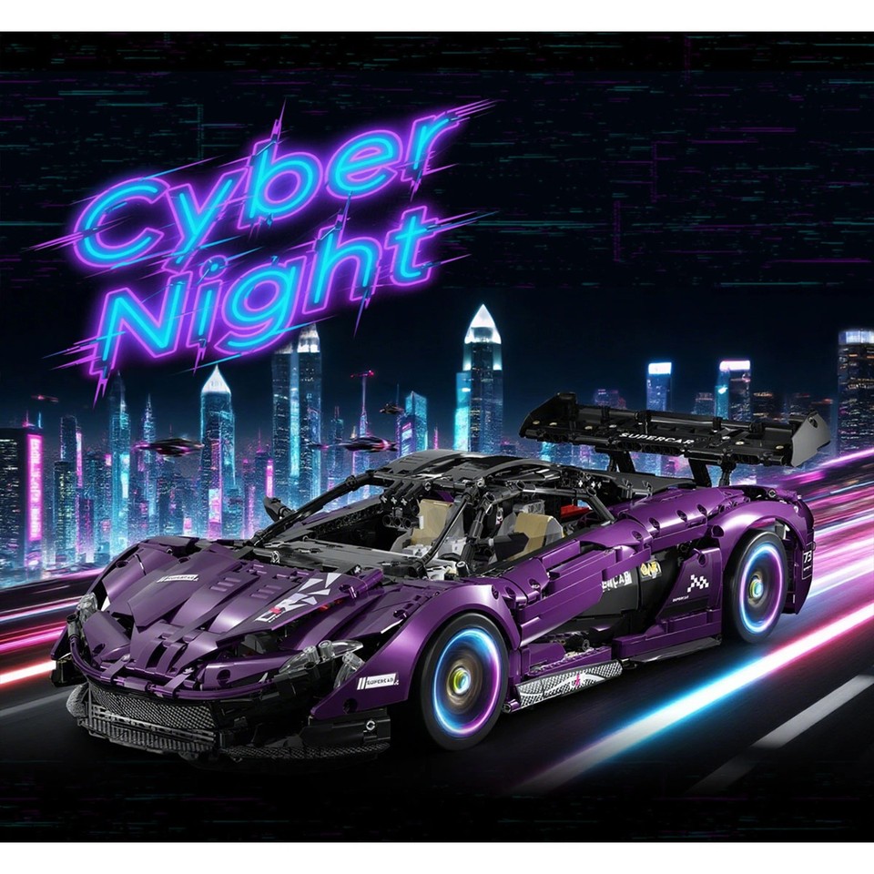 3500+PCS 1:8 Scale Purple Technology Supercar Building Block Kit ...