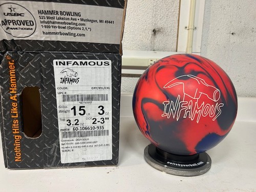 New Hammer Infamous Bowling Ball 15lbs 2-3" Pin NIB 1st Qual | eBay