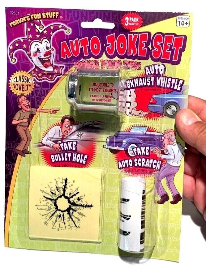 AUTO JOKE SET Funny Joke Prank Car Gift Fake Scratch Bullet Hole ...